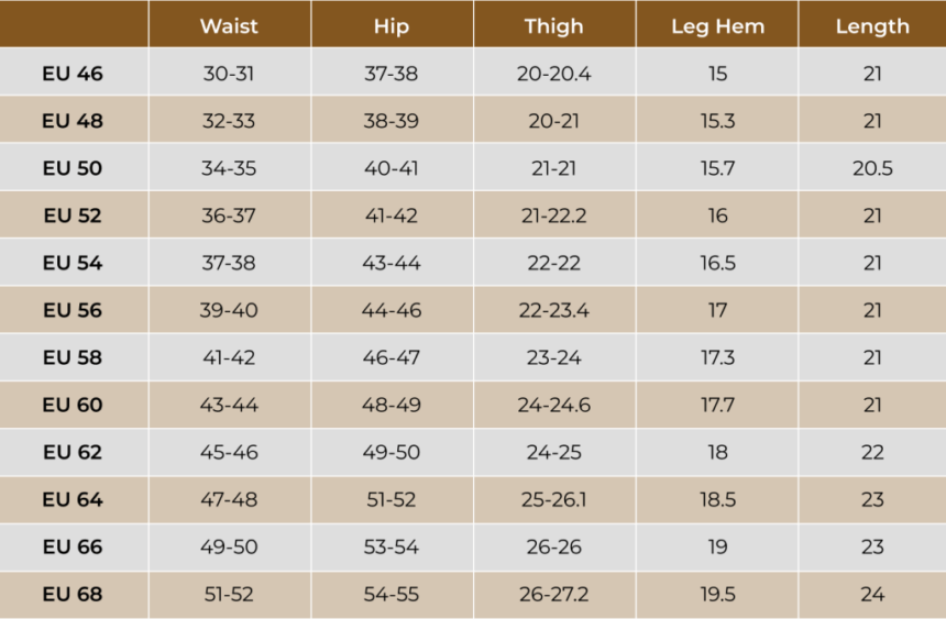 size chart - Lederhosenhub.com
